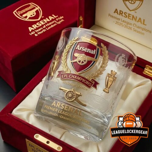 Arsenal Premier League Champions 2025/2026 Season Whiskey Glass ...